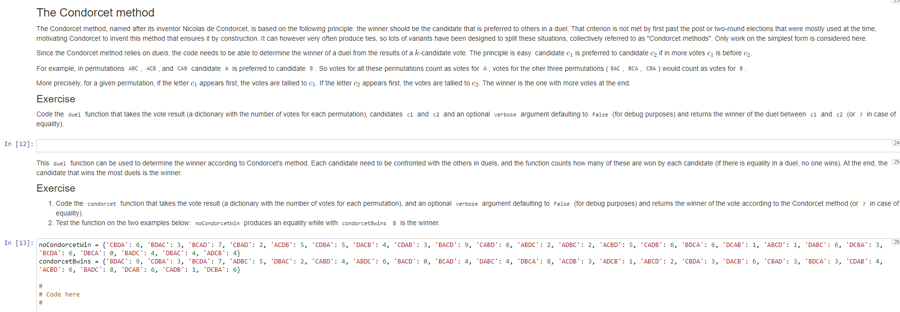 Solved The Condorcet method Exercise equality). 2] : | Chegg.com