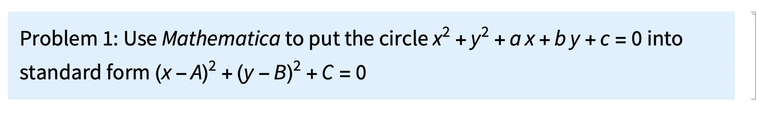 Solved Problem 1: Use Mathematica to put the circle | Chegg.com