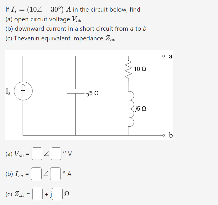 [Solved]: If Is=(1030)A in the circuit below, find (a) open