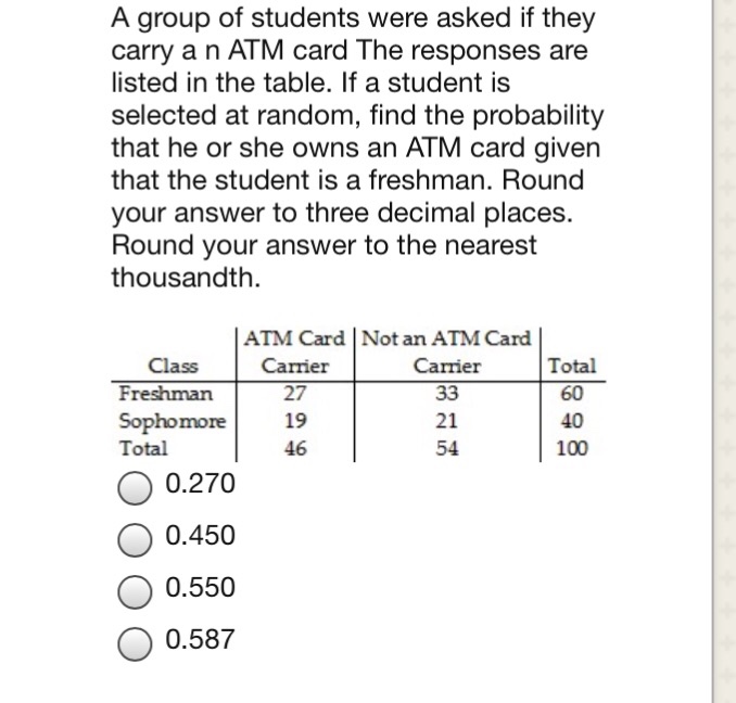 Solved A group of students were asked if they carry a n AIM | Chegg.com