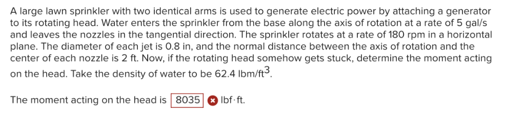 Solved A large lawn sprinkler with two identical arms is | Chegg.com