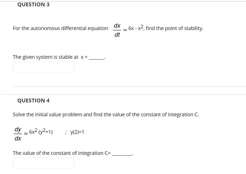Solved QUESTION 3 For the autonomous differential equation | Chegg.com