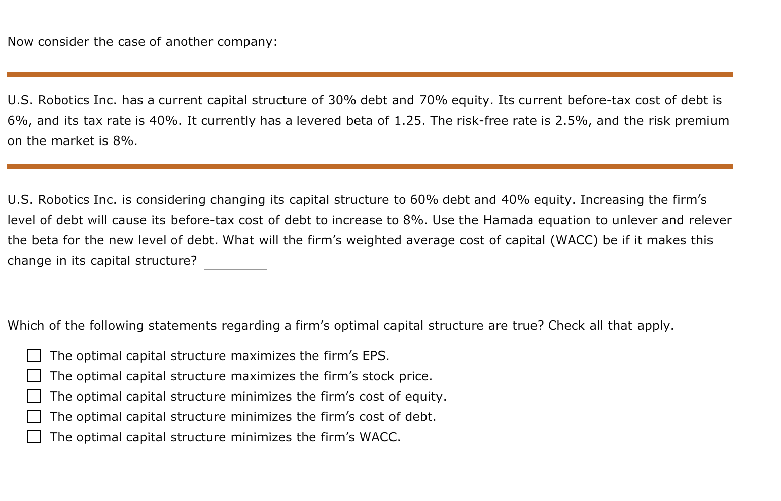 Solved 9. Determining the optimal capital structure Aa Aa | Chegg.com