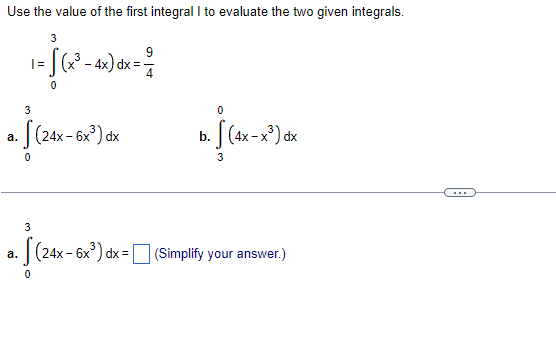 Solved Use the value of the first integral I to evaluate the | Chegg.com