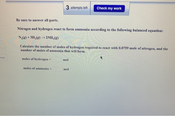 Solved 3 attempts let Check my work Be sure to answer all | Chegg.com