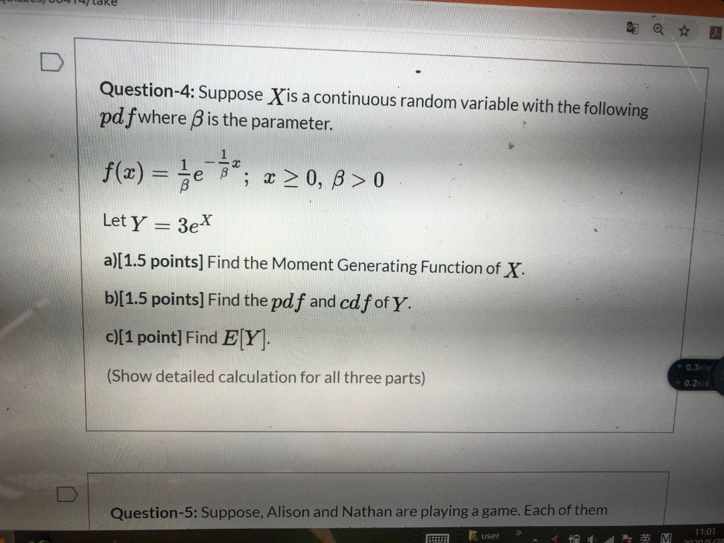 Solved Question-4: Suppose Xis a continuous random variable | Chegg.com Solved Question-4: Suppose Xis a continuous random variable | Chegg.com