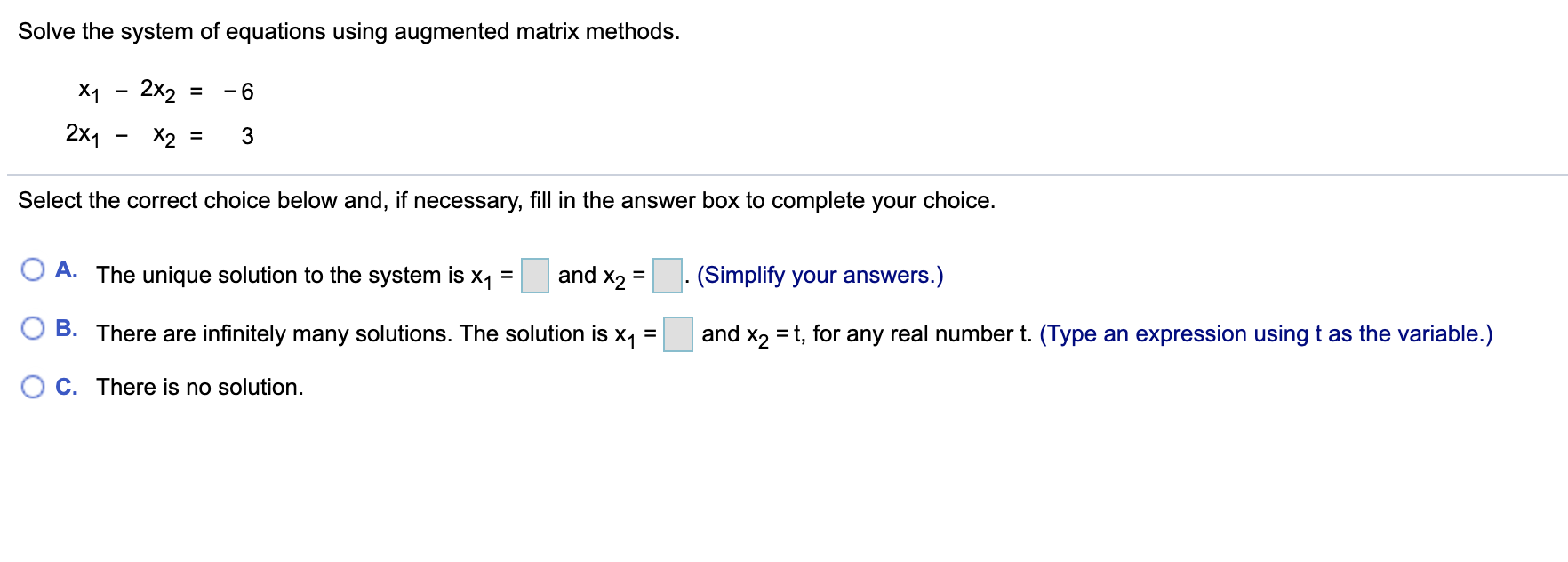 Solved Solve the system of equations using augmented matrix | Chegg.com