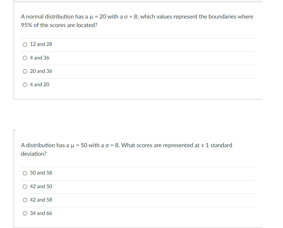 Solved A Normal Distribution Has A μ 20 with A σ 8 Which