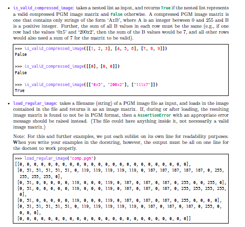 Solved is_valid_image: takes a nested list as input, and | Chegg.com