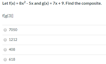 Solved Let f(x) = 8x2 - 5x and g(x) = 7x + 9. Find the | Chegg.com
