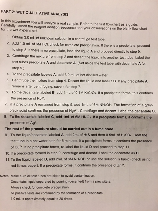 Solved Questions for a qualitative analysis experiment using | Chegg.com