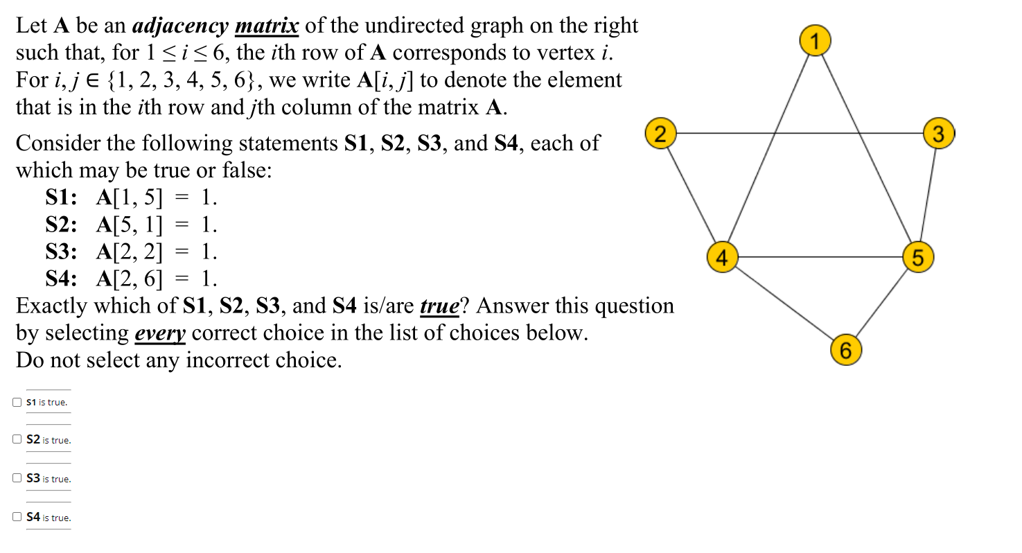 Solved 3 Let A be an adjacency matrix of the undirected | Chegg.com