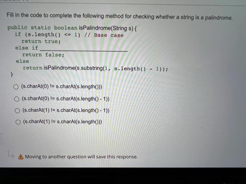 Solved Fill in the code to complete the following method for | Chegg.com