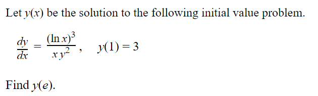 Solved Let y(x) be the solution to the following | Chegg.com