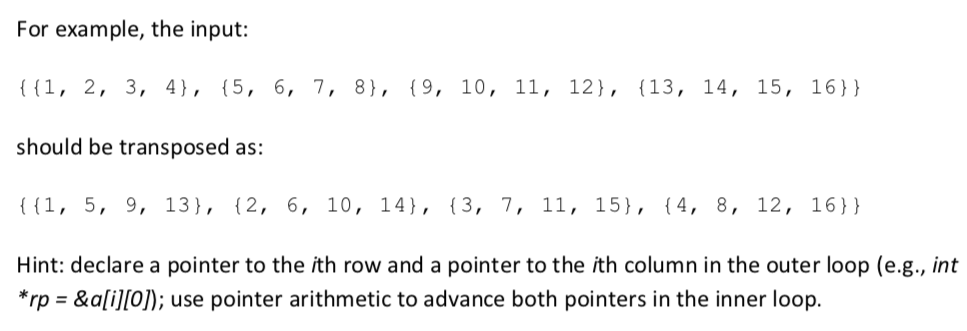 Solved 4 30 The Following C Code Transposes The Elements 2088