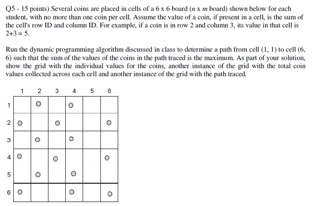 Solved Q5 - 15 points) Several coins are placed in cells of | Chegg.com