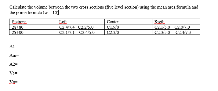 Solved Calculate the volume between the two cross sections | Chegg.com