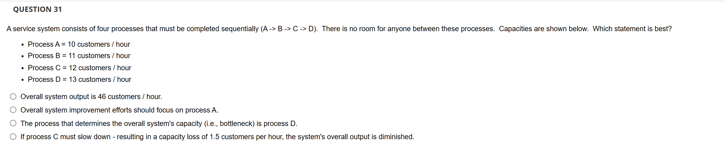 Solved - Process A=10 customers / hour - Process B=11 | Chegg.com