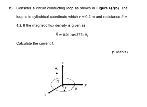 Solved b) Consider a circuit conducting loop as shown in | Chegg.com