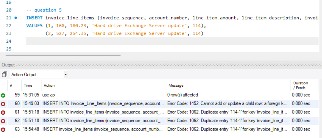 Solved Write an INSERT statement that adds these rows to the | Chegg.com