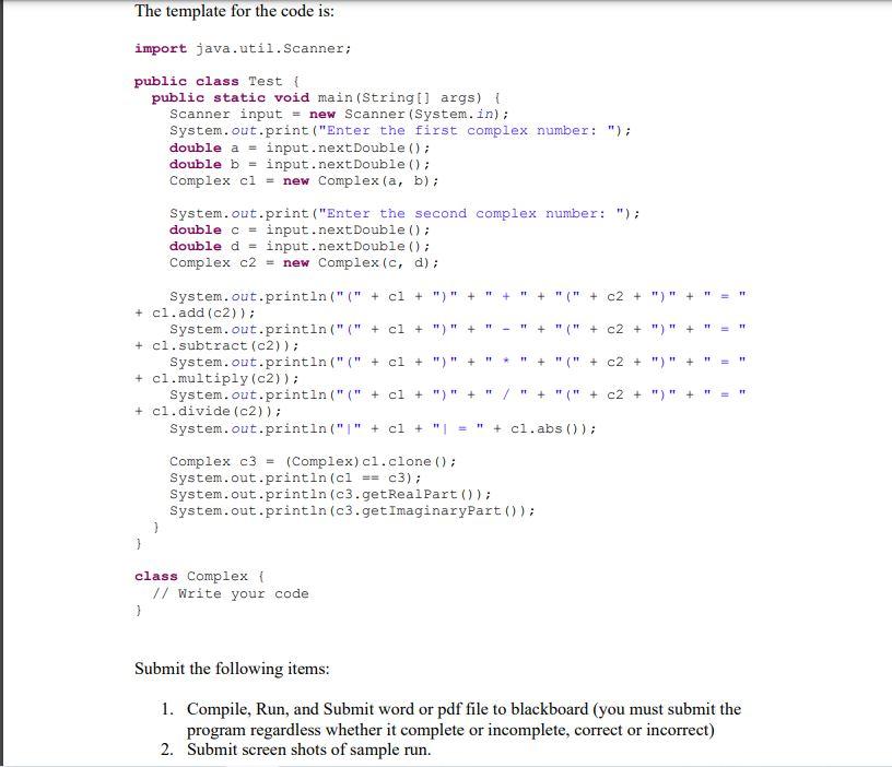 Solved Assignment 5: The Complex Class Problem Description: | Chegg.com