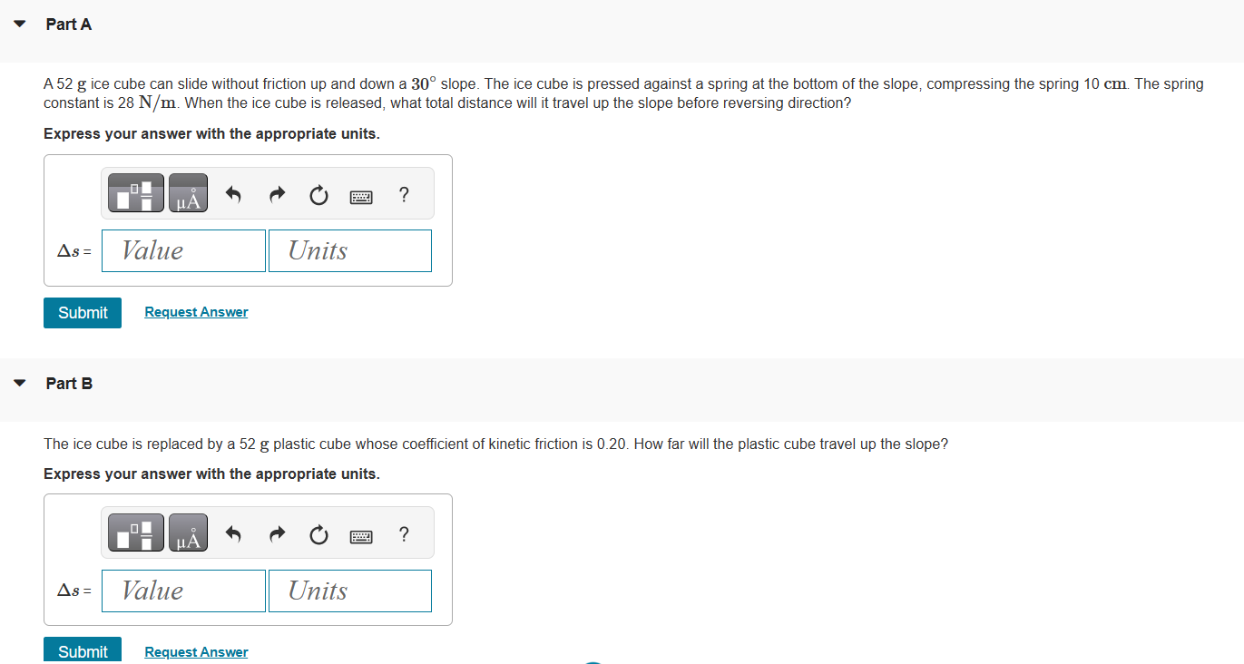 Solved A 52 g ice cube can slide without friction up and | Chegg.com