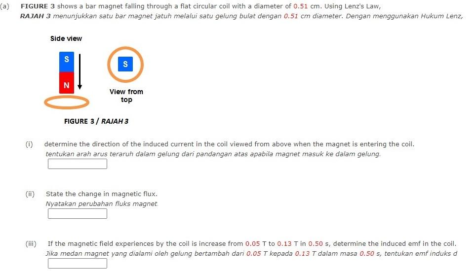Solved (a) FIGURE 3 shows a bar magnet falling through a | Chegg.com