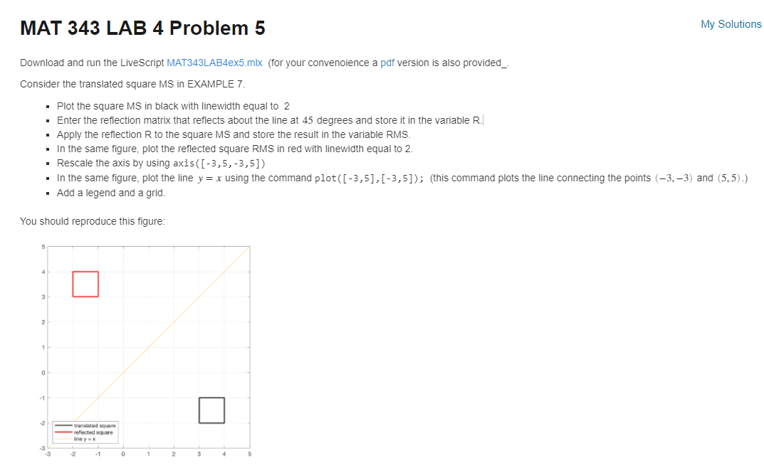 MAT 343 LAB 4 Problem 5 My Solutions Download and run | Chegg.com