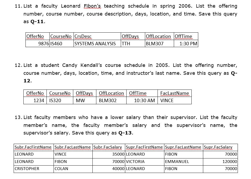 Solved 11. List a faculty Leonard Fibon's teaching schedule | Chegg.com