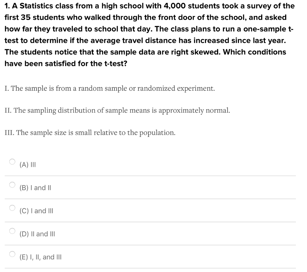 Solved 1. A Statistics class from a high school with 4,000 | Chegg.com