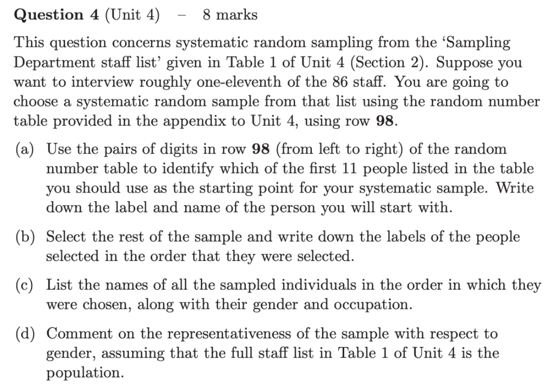 Question 4 (Unit 4) 8 marks This question concerns | Chegg.com