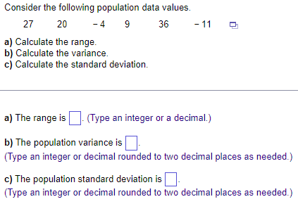 Solved Consider the following population data | Chegg.com