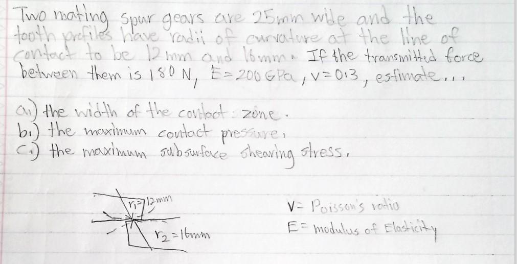 Two mating spar gears are 25 mm wide and the tooth | Chegg.com
