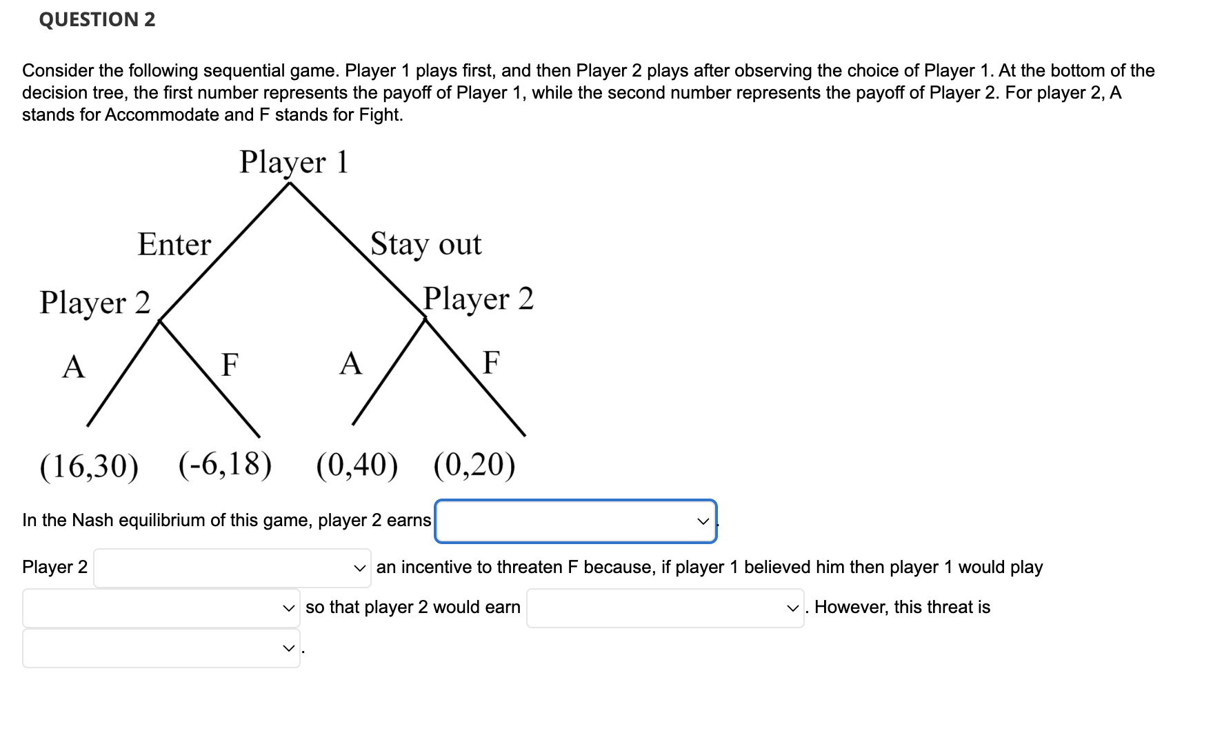 Solved Consider the following sequential game. Player 1 | Chegg.com