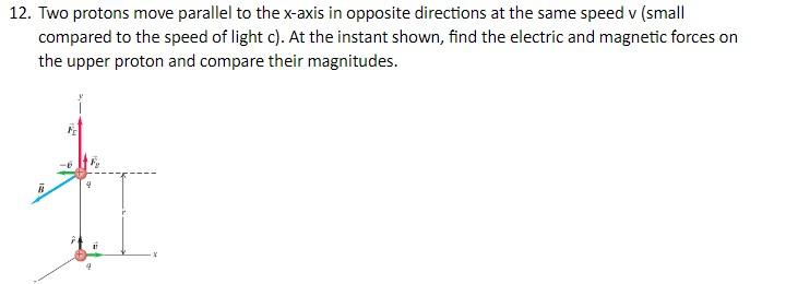 Solved 12. Two protons move parallel to the x-axis in | Chegg.com