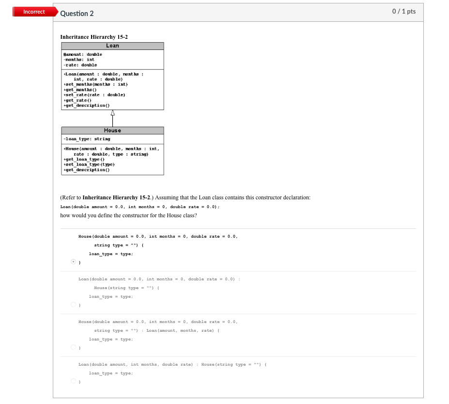 Solved Incorrect Question 1 0/1 pts Which of the following | Chegg.com