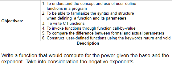 Solved Write A Function That Would Compute For The Power 6744