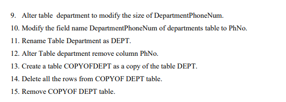 Solved Table Name: Employee Table Name : Department Table | Chegg.com