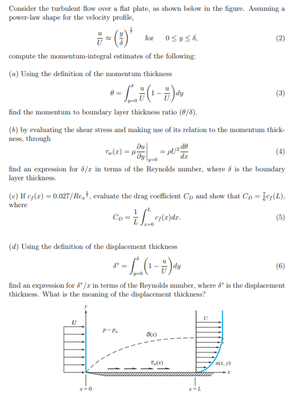Solved Consider the turbulent flow over a flat plate, as | Chegg.com