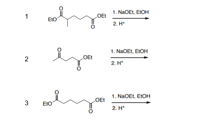 Solved 1 OEt Eto 1. NaoEt, EtOH 2. H+ 1. NaOEt, EtOH N OET | Chegg.com
