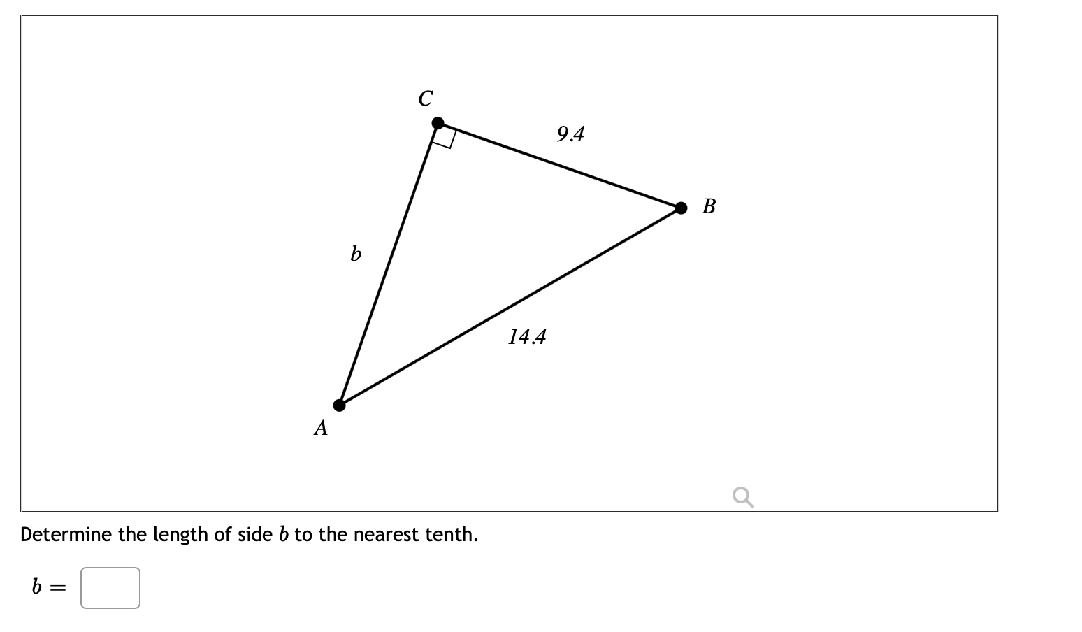 Solved 9.4 B b 14.4 A Determine the length of side b to the | Chegg.com