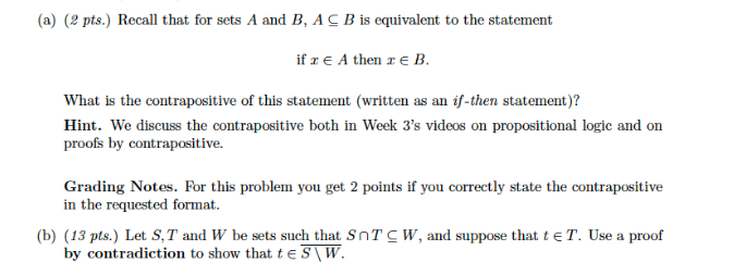 Solved (a) (2 pts.) Recall that for sets A and B,A⊆B is | Chegg.com