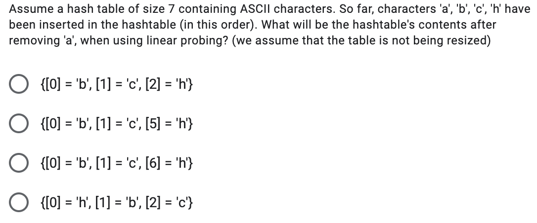 Solved Assume a hash table of size 7 containing ASCII | Chegg.com