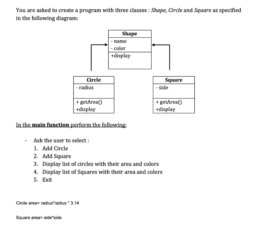 Solved You are asked to create a program with three classes | Chegg.com