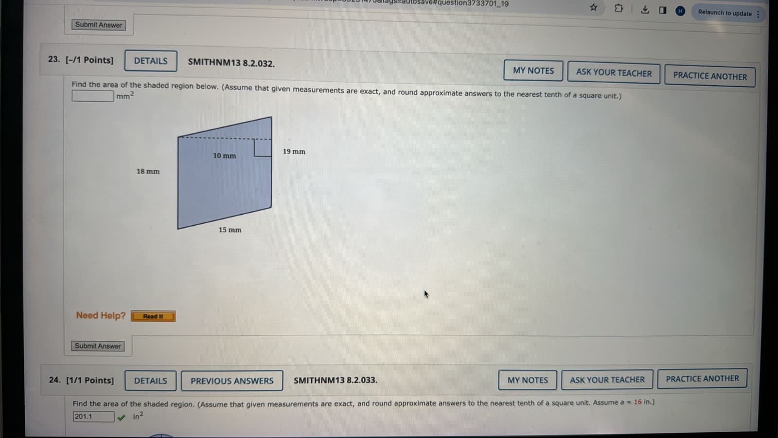 Solved Find the area of the shaded region below. (Assume | Chegg.com