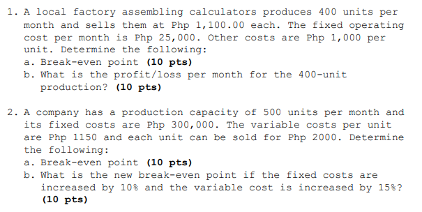 Solved 1. A local factory assembling calculators produces | Chegg.com