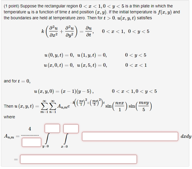 Solved (1 point) Suppose the rectangular region 0