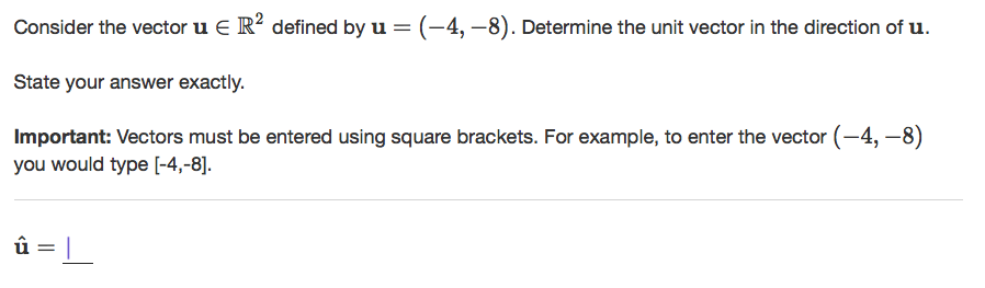 Solved Consider the vector u R defined by u State your | Chegg.com