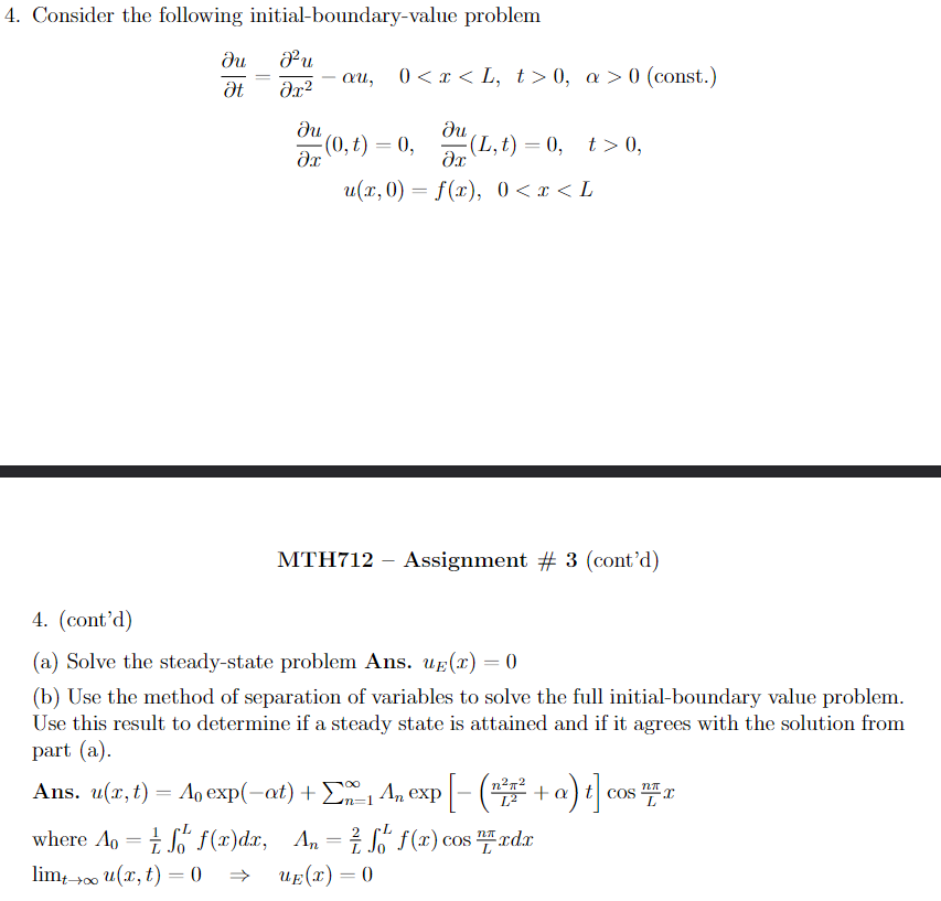Solved 4. Consider the following initial-boundary-value | Chegg.com