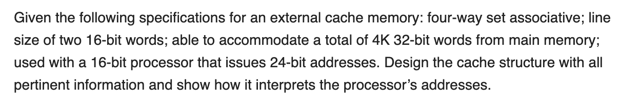 Solved Given the following specifications for an external | Chegg.com